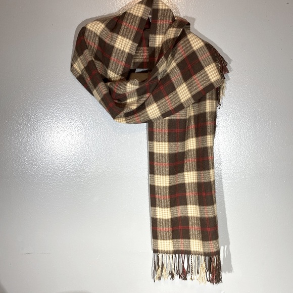 Source Unknown | Accessories | Cashmere Plaid Scarf Brown Tan Run ...